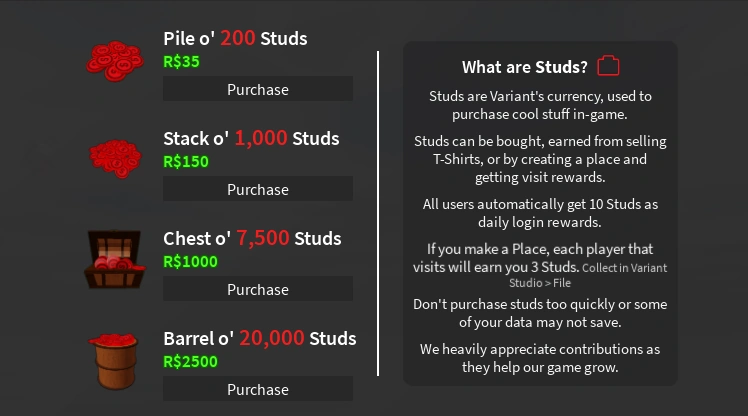 Studs | Variant Wiki | Fandom