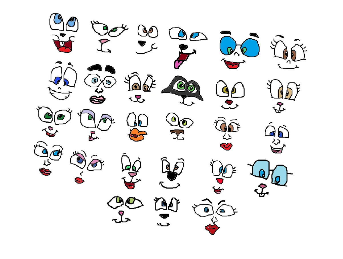 Vector Stock - 27 faces set of cartoon different faces, vector stock ...