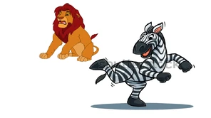 Vector Stock - Zebra Kick Lion, vector illustration | Vector Stock Wiki ...