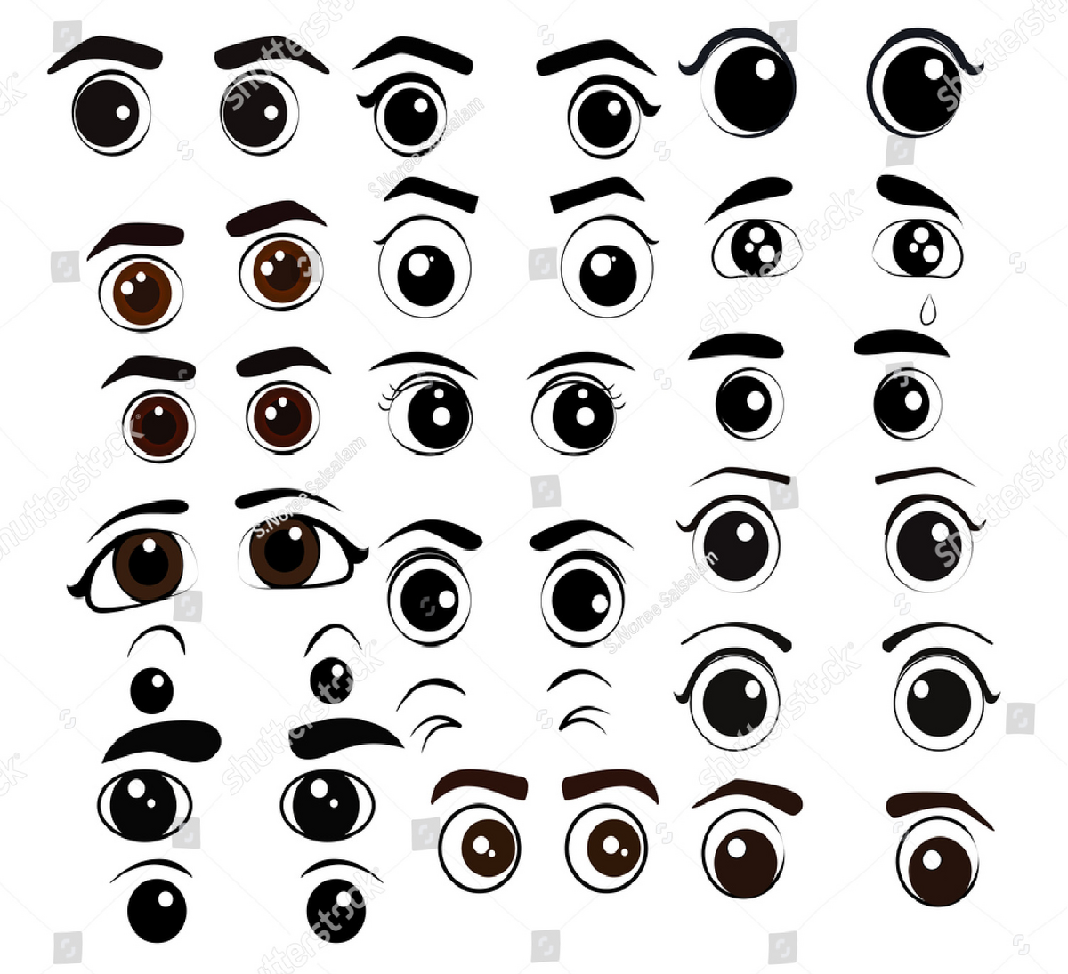 Free Vector Stock - Cartoon eyes collection, set vector, big stock ...