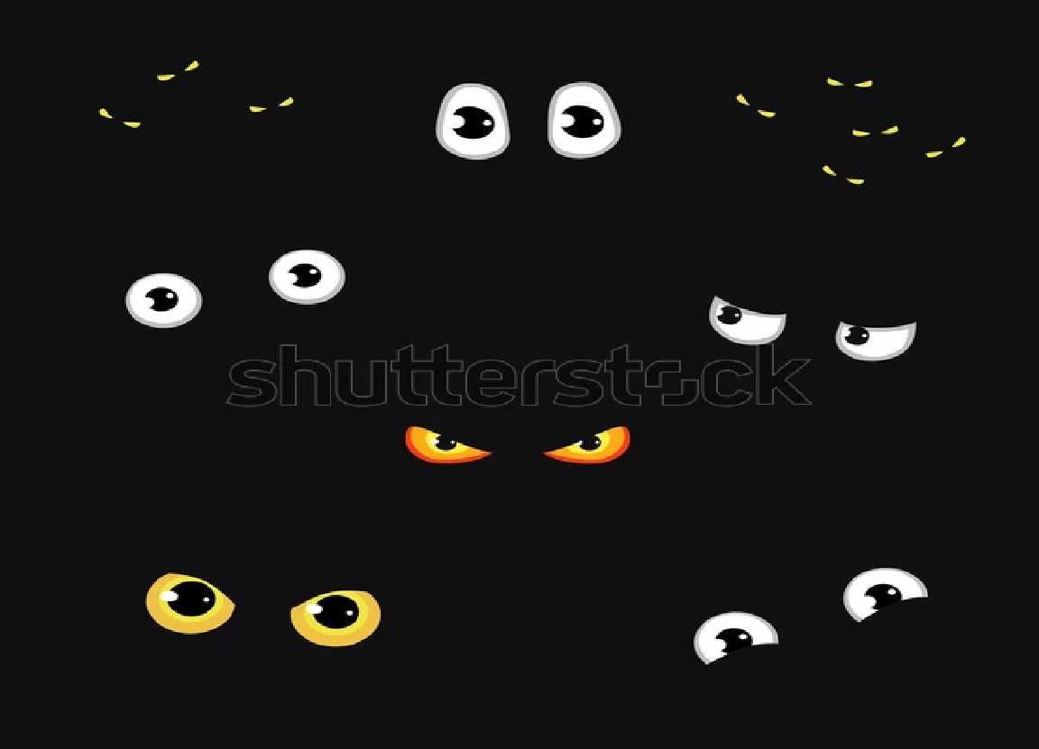 Royalty Vector Stock - Set of funny and evil eyes in the dark, vector ...