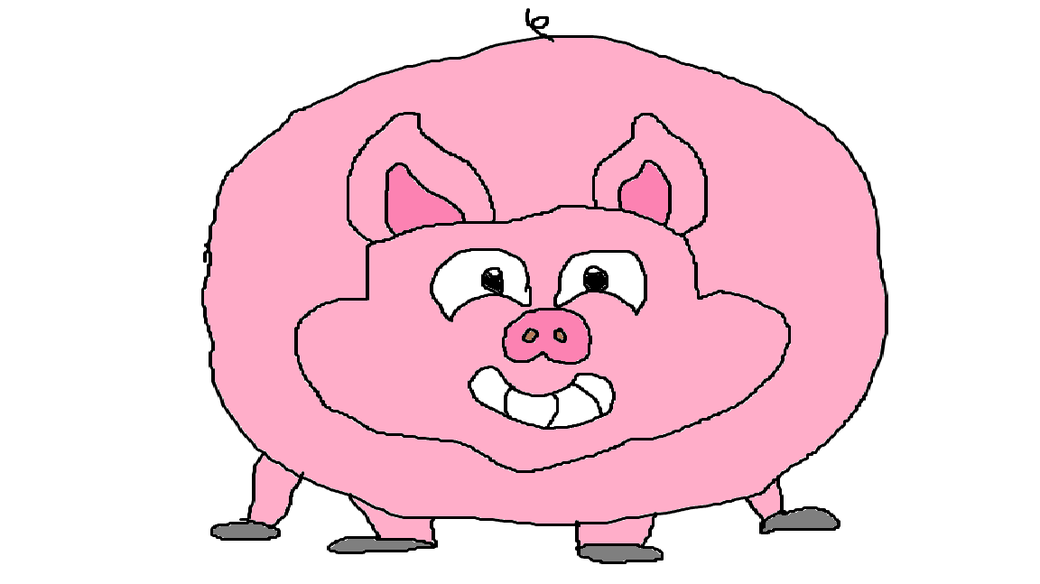 Vector Stock - Cute cartoon big round pink pig with exciting eyes and a ...