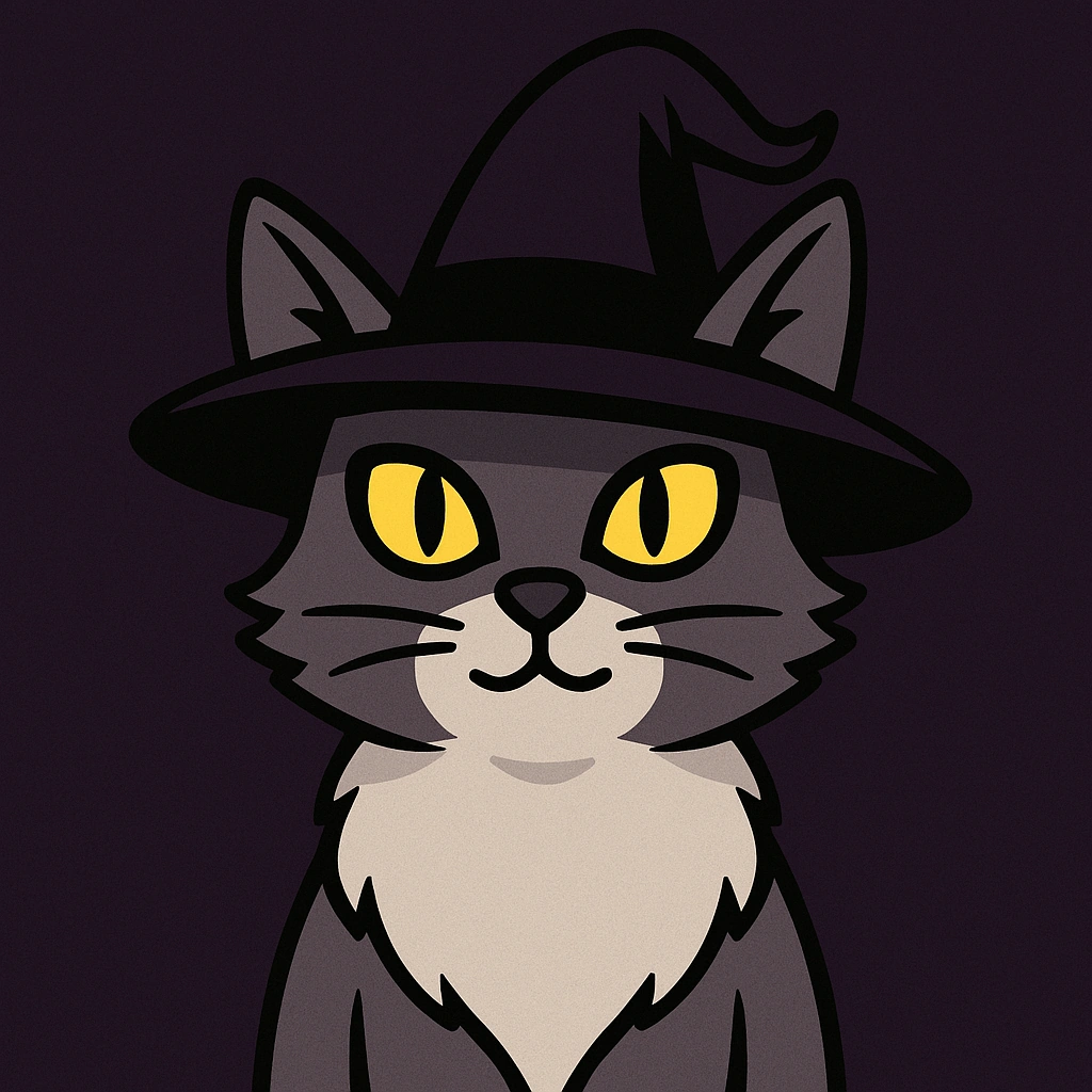 Vector Stock - Cartoon Halloween cat with a spooky witch hat (Copilot ...