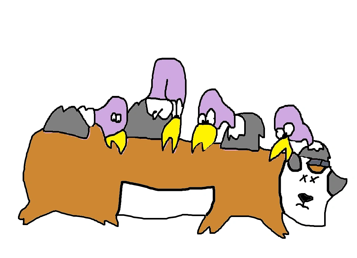 Vector Stock - Cartoon Four Vulture eats Dead Springbok | Vector Stock ...