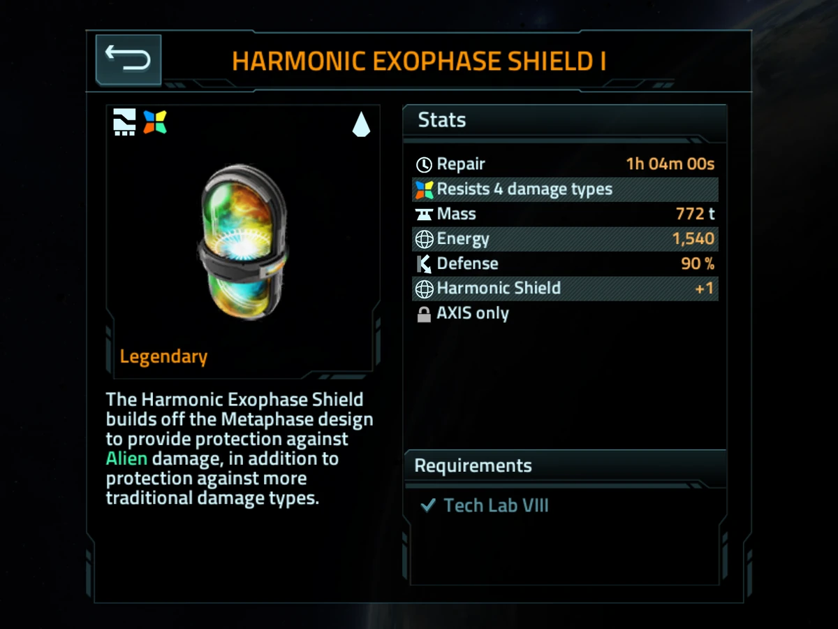Harmonic Exophase Shield - VEGA Conflict Wiki