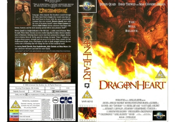 Dragonheart (1997, UK Retail Tape) | VHS and DVD Covers Wikia | Fandom