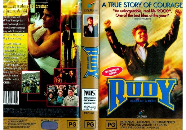 Opening and Closing to Rudy (1993) 1994 VHS (Australia) | VHS Openings ...