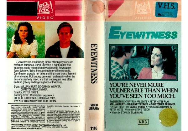 Opening and Closing to Eyewitness (1981) 1982 VHS (Australia) | VHS ...
