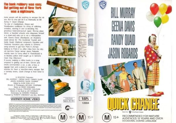 Opening and Closing to Quick Change (1990) 1991 VHS (Australia) | VHS ...
