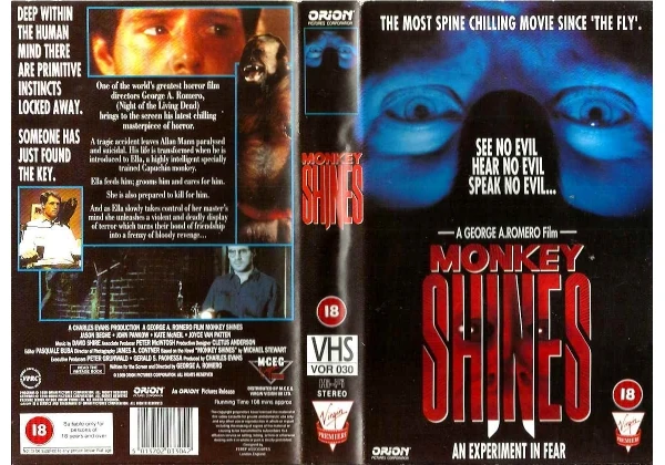 Opening to Monkey Shines (1988) 1990 VHS (UK) (rental) | VHS Openings Wiki | Fandom