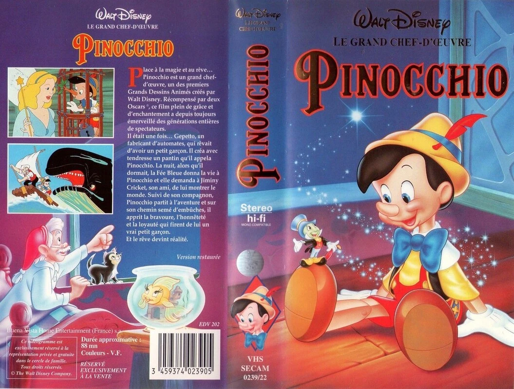 Opening & Closing to Pinocchio (1940) 1995 VHS (France) | VHS Openings ...