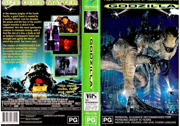 Opening and Closing to Godzilla (1998) 1998 VHS (Australia) | VHS ...