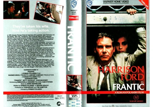 Opening and Closing to Frantic (1988) 1988 VHS (Australia) | VHS ...