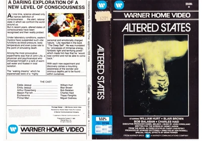 Opening and Closing to Altered States (1980) 1983 VHS (Australia) | VHS ...