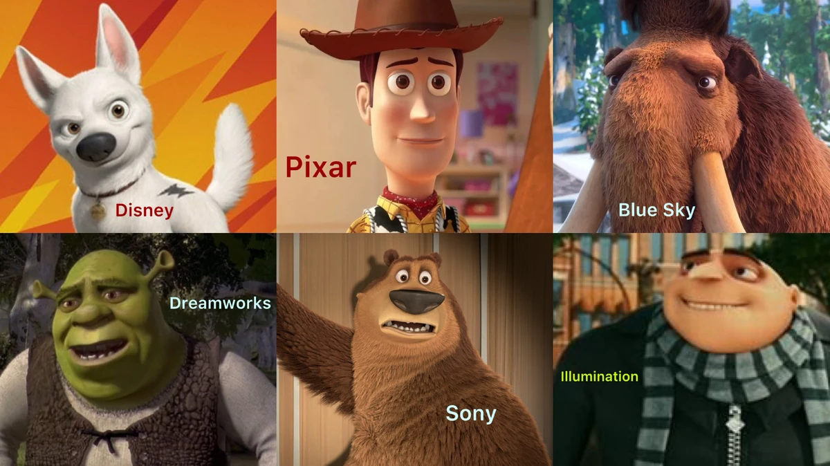 Disney, Pixar, Blue Sky, Dreamworks, Sony and Illumination 6 characters ...