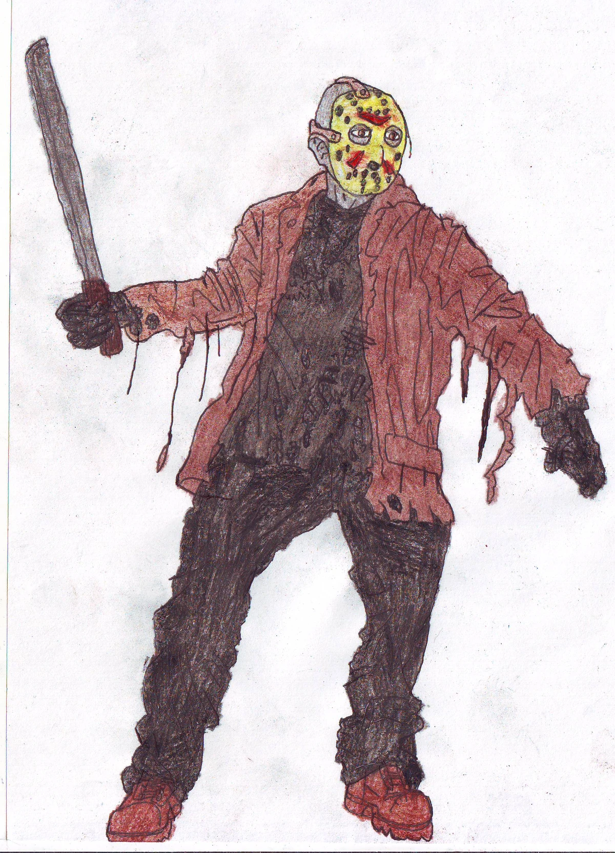 how to draw jason voorhees full body
