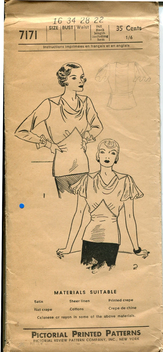 Pictorial Review 7171 | Vintage Sewing Patterns | Fandom