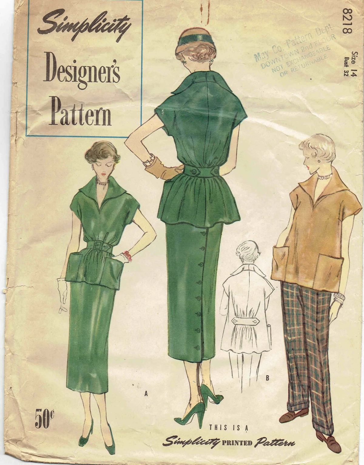Simplicity 8218 A | Vintage Sewing Patterns | Fandom