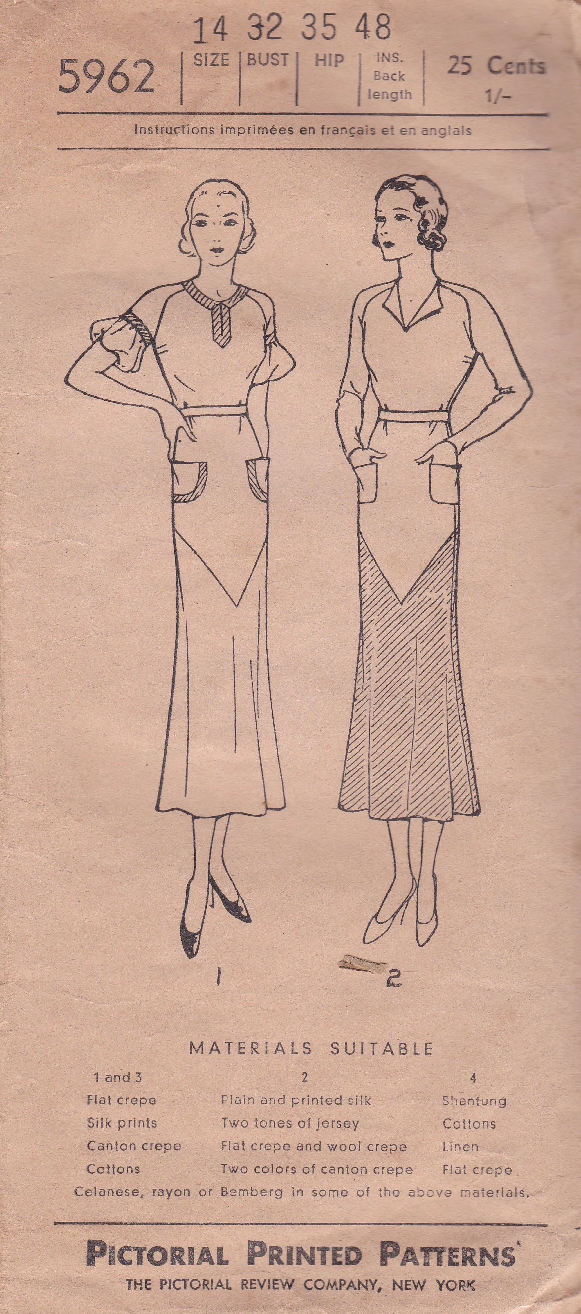 Pictorial Review 5962 | Vintage Sewing Patterns | Fandom