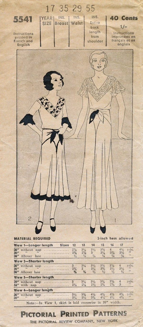 Pictorial Review 5541 | Vintage Sewing Patterns | Fandom