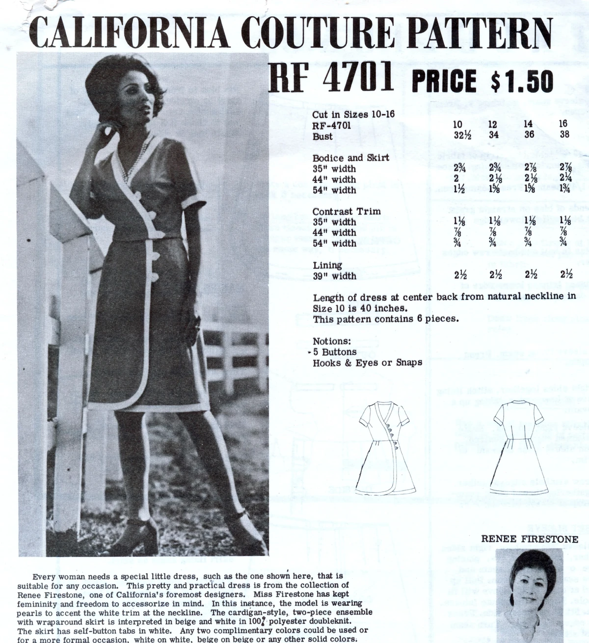 California Couture RF4701 | Vintage Sewing Patterns | Fandom