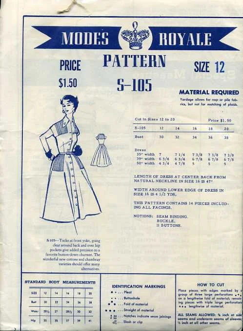 Modes Royale S-105 | Vintage Sewing Patterns | Fandom