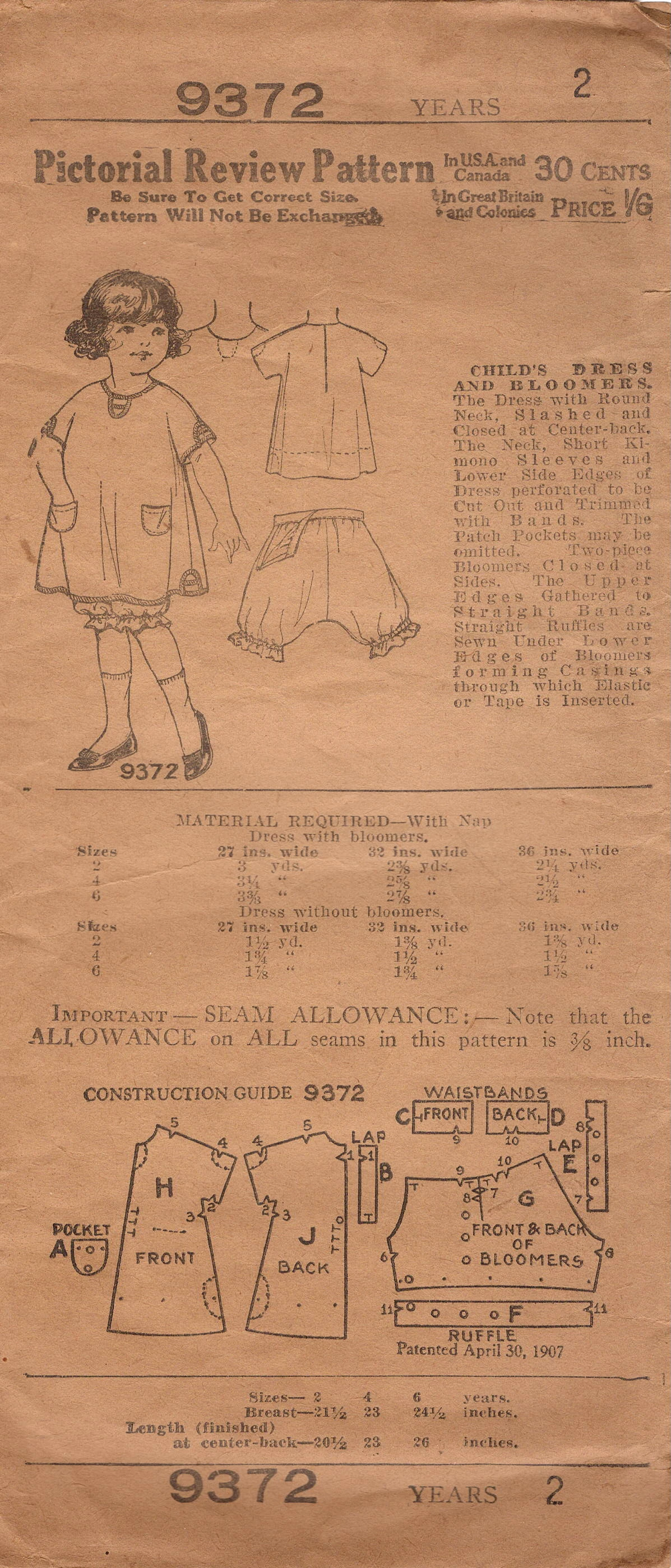 Pictorial Review 9372 | Vintage Sewing Patterns | Fandom