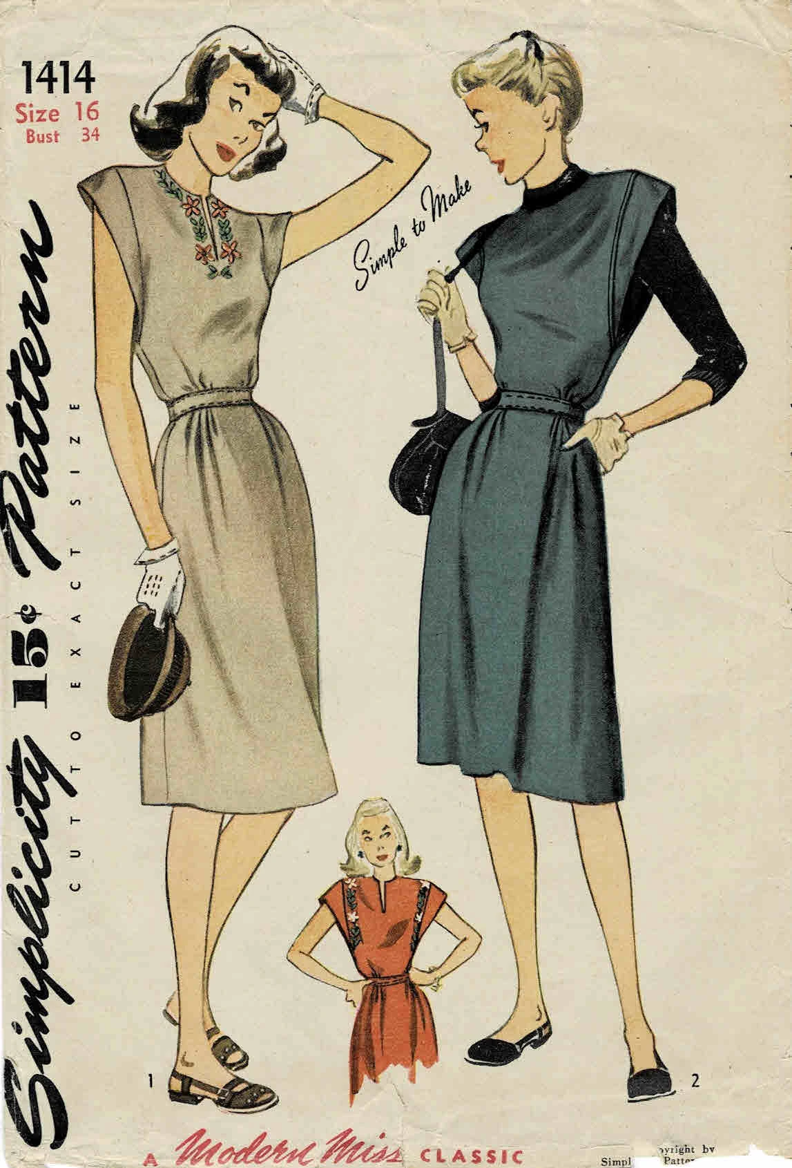 Simplicity 1414 A | Vintage Sewing Patterns | Fandom