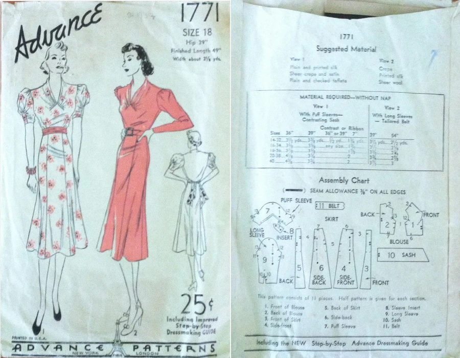 Advance 1771 | Vintage Sewing Patterns | Fandom
