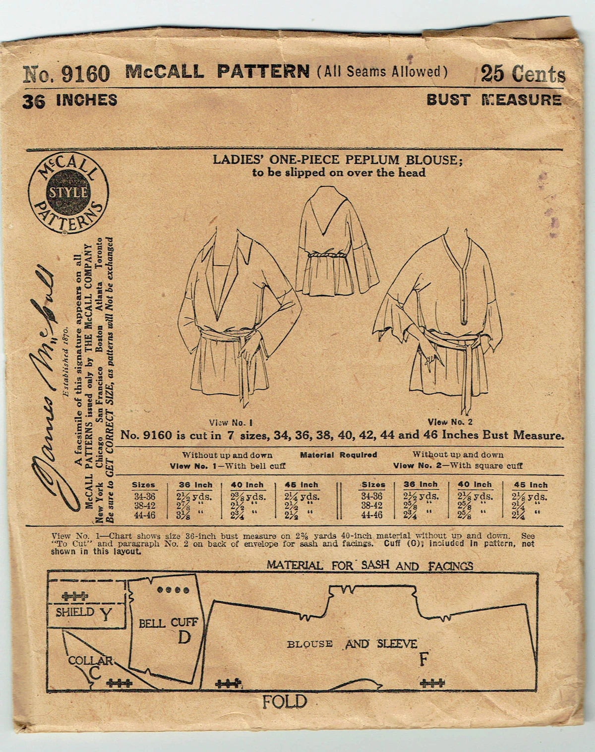 McCall 9160 A | Vintage Sewing Patterns | Fandom