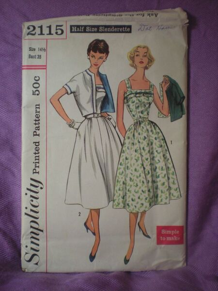 Simplicity 2115 | Vintage Sewing Patterns | Fandom
