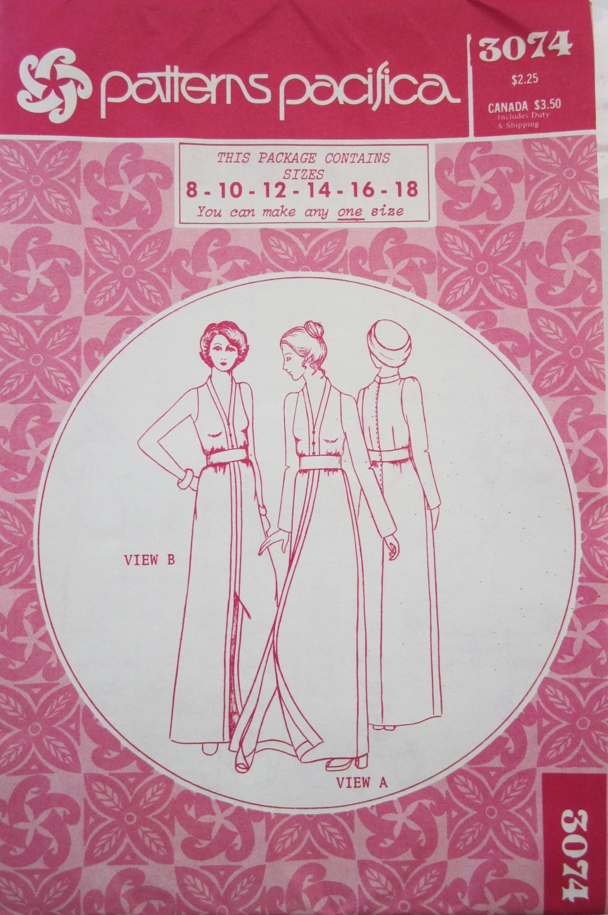 Patterns Pacifica 3074 | Vintage Sewing Patterns | Fandom