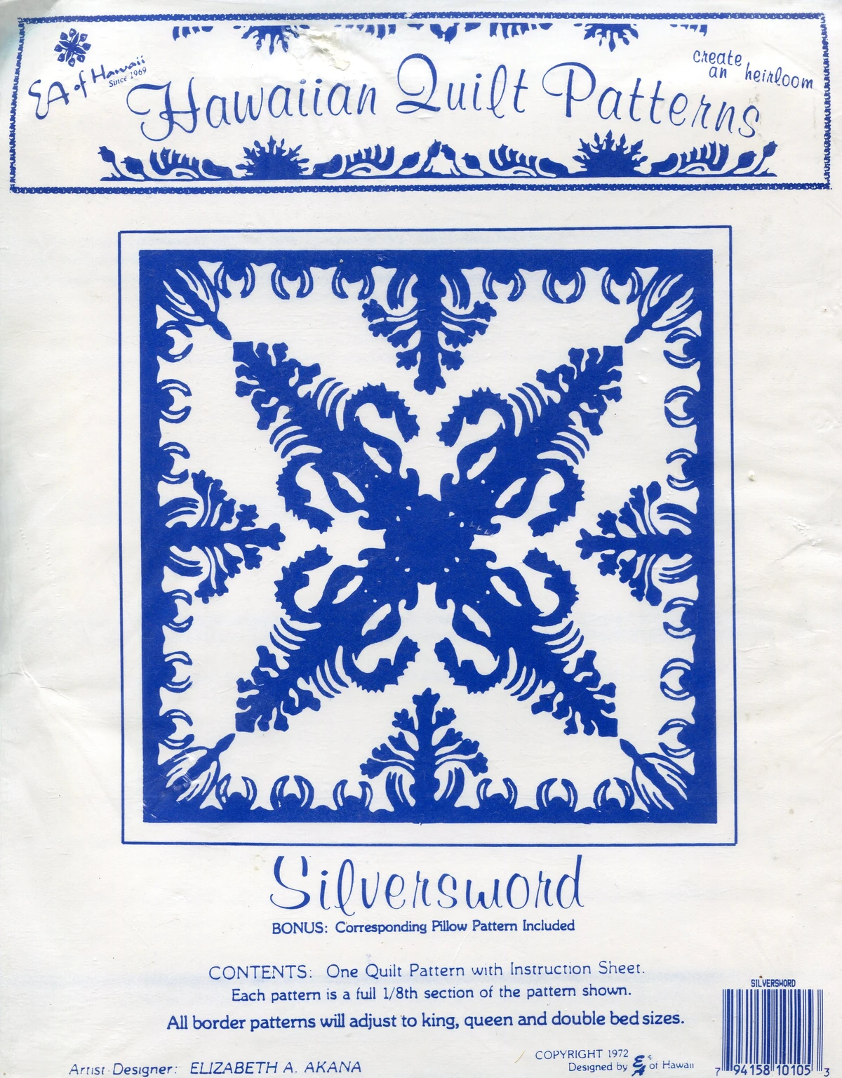 Hawaiian Quilt Patterns Silversword | Vintage Sewing Patterns | Fandom