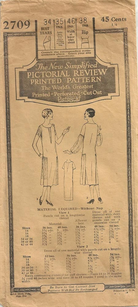 Pictorial Review 2709 | Vintage Sewing Patterns | Fandom