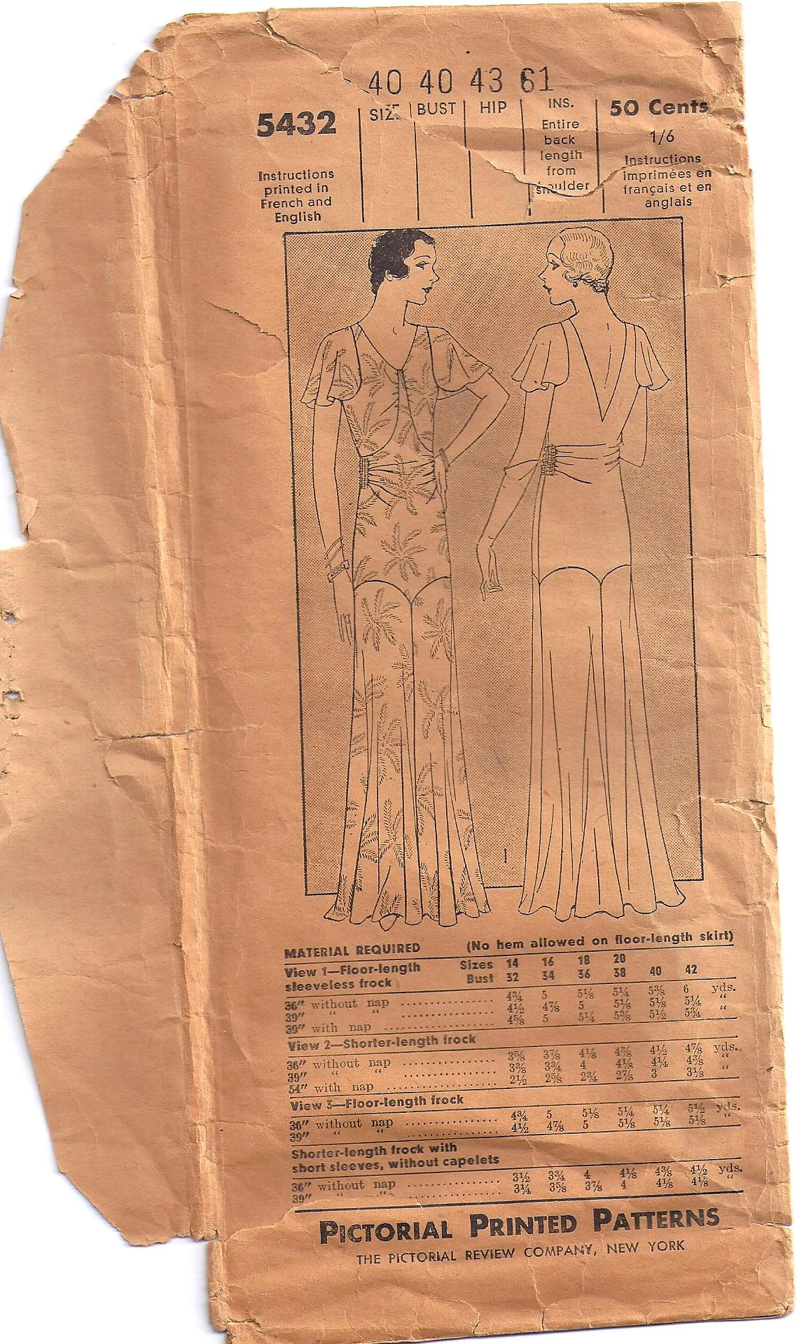 Pictorial Review 5432 | Vintage Sewing Patterns | Fandom
