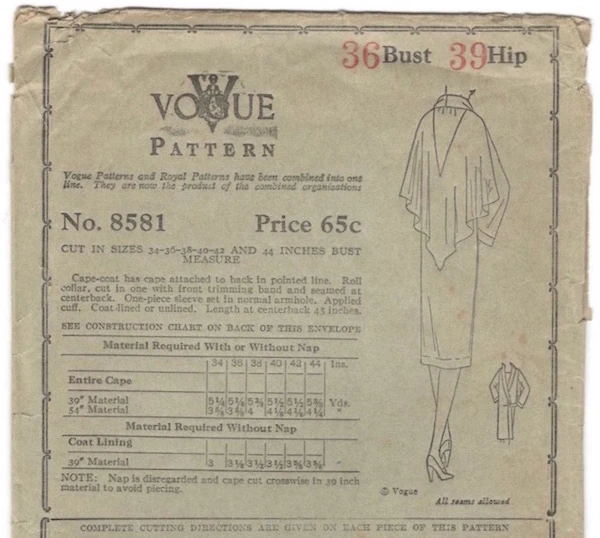 Vogue 8581 B | Vintage Sewing Patterns | Fandom