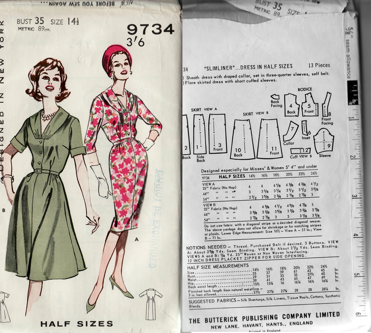 Butterick 9734 | Vintage Sewing Patterns | Fandom