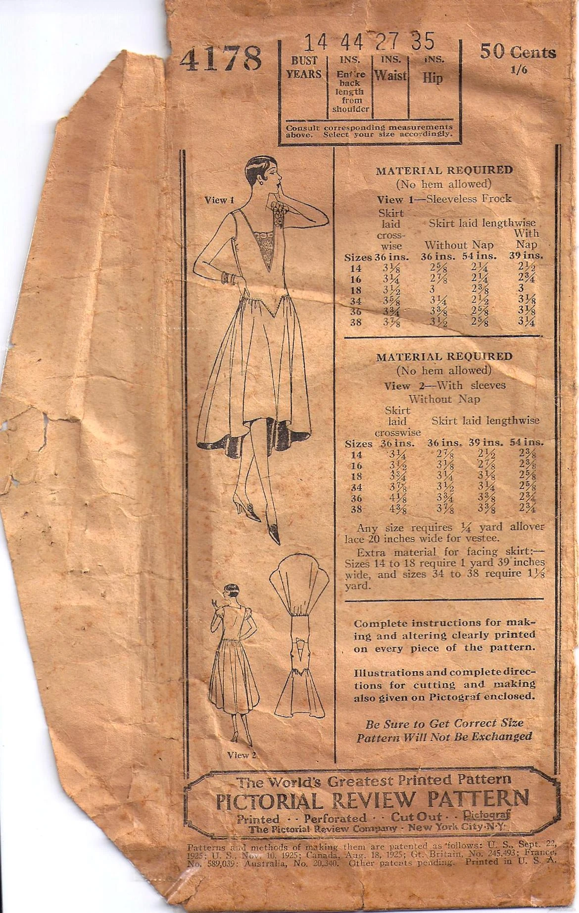 Pictorial Review 4178 | Vintage Sewing Patterns | Fandom