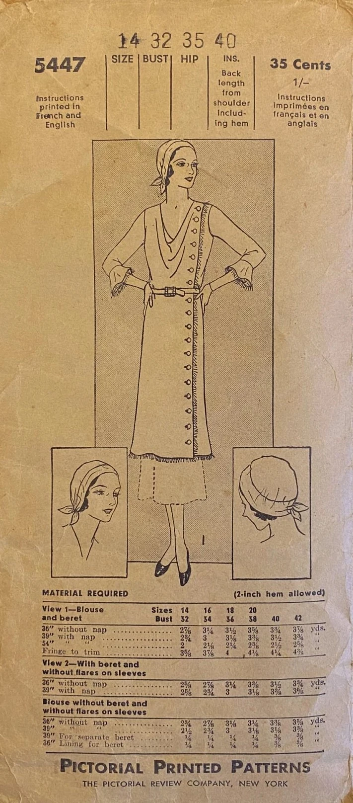 Pictorial Review 5447 | Vintage Sewing Patterns | Fandom