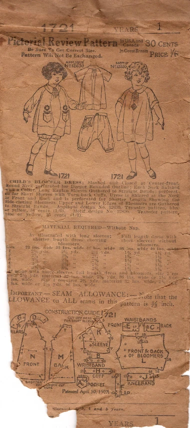 Pictorial Review 1721 | Vintage Sewing Patterns | Fandom