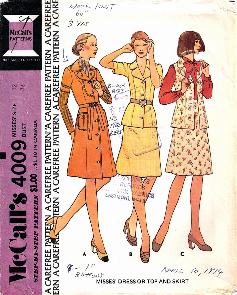 McCall's 4009 | Vintage Sewing Patterns | Fandom