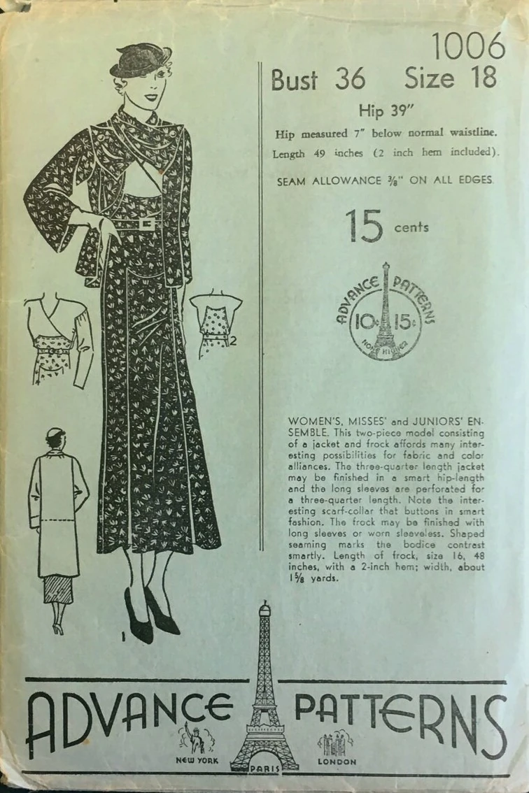 Advance 1006 | Vintage Sewing Patterns | Fandom
