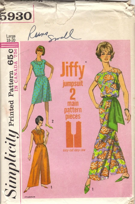 Simplicity 5930 A | Vintage Sewing Patterns | Fandom