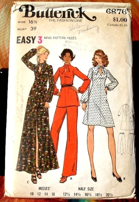 Butterick 6876 B | Vintage Sewing Patterns | Fandom