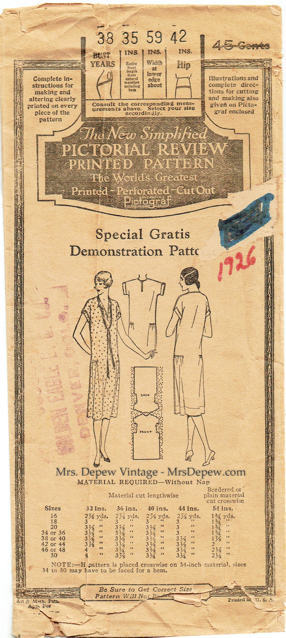 Pictorial Review Demonstration Pattern | Vintage Sewing Patterns | Fandom