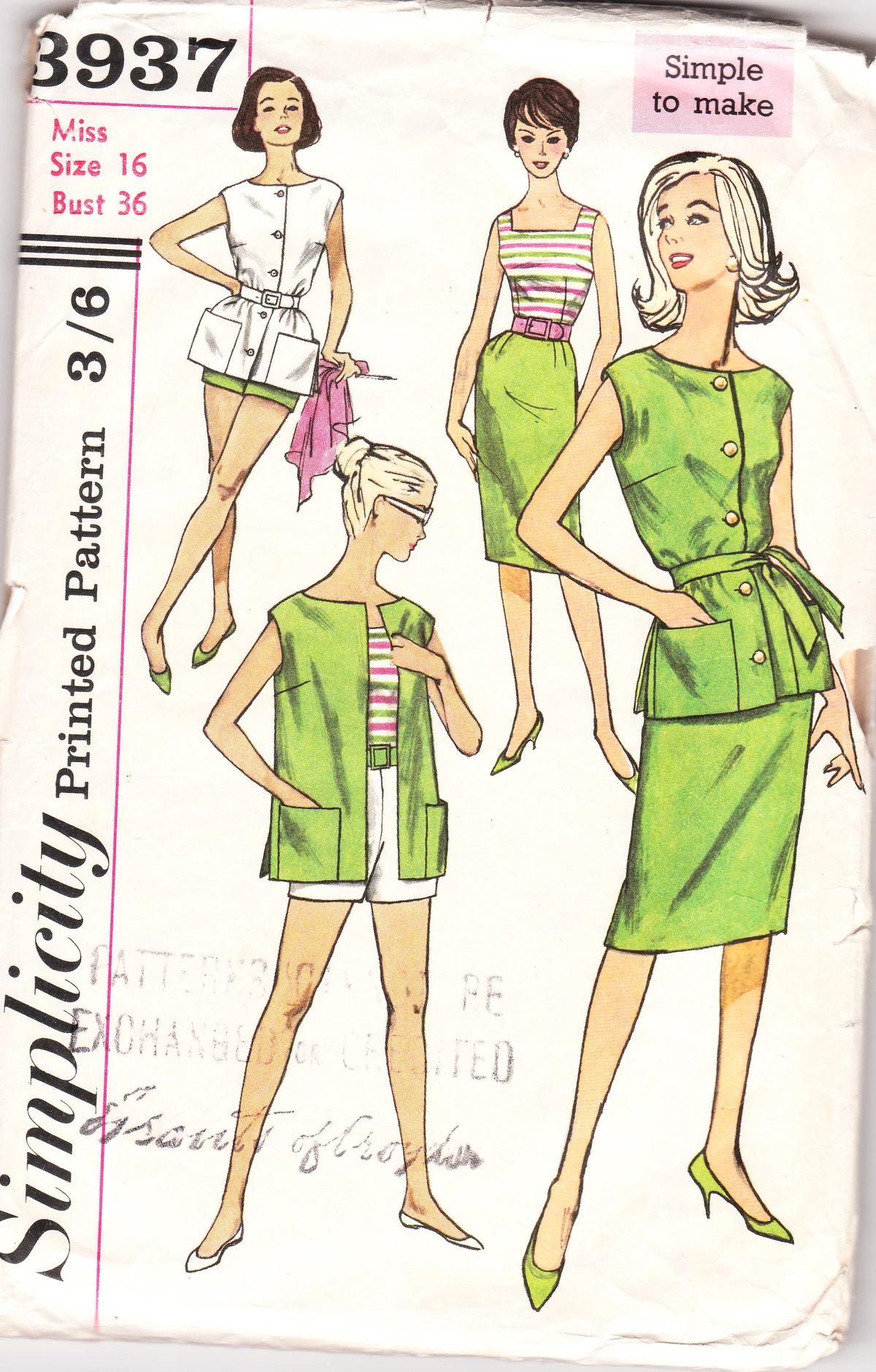 Simplicity 3937 | Vintage Sewing Patterns | Fandom