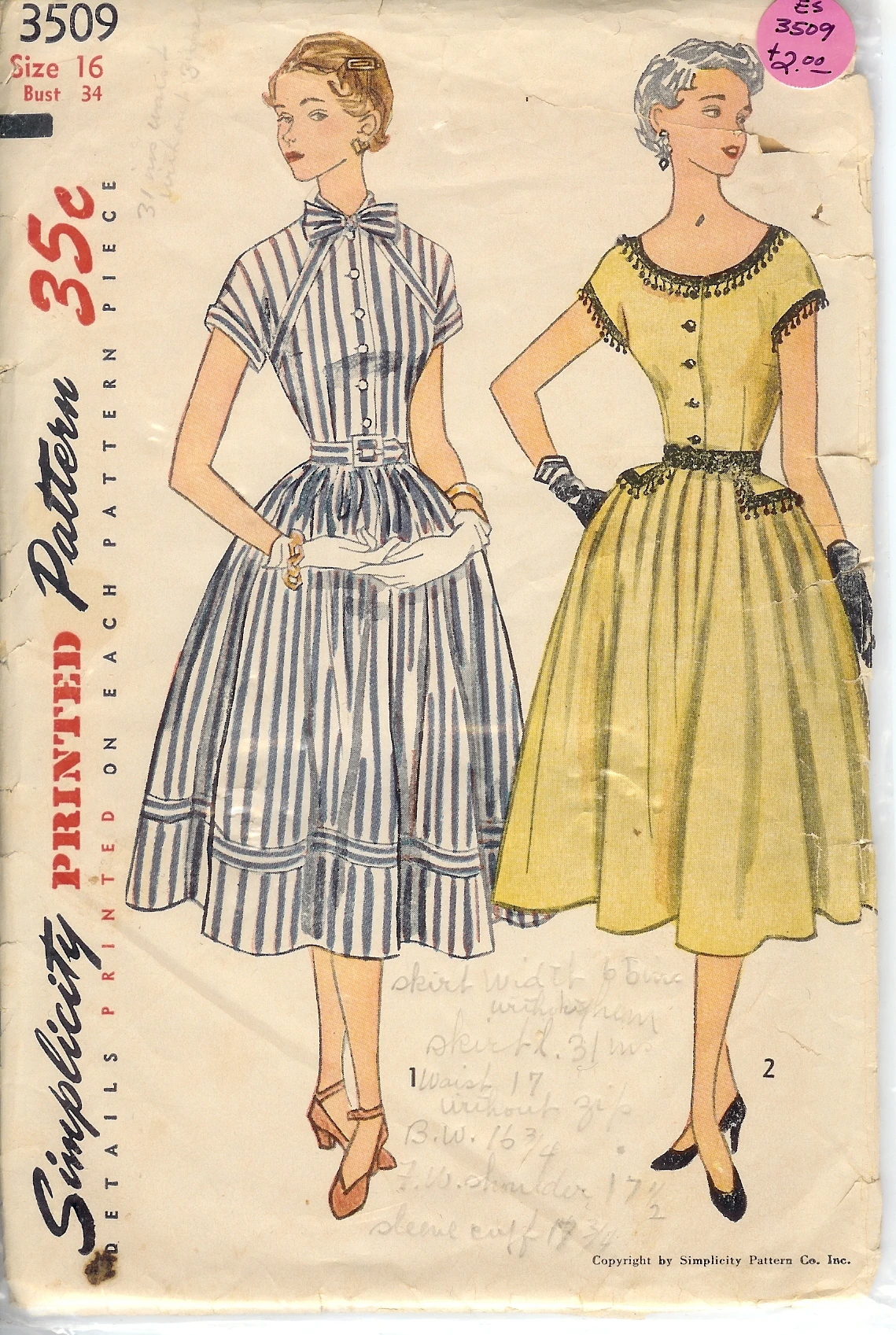Simplicity 3509 | Vintage Sewing Patterns | Fandom