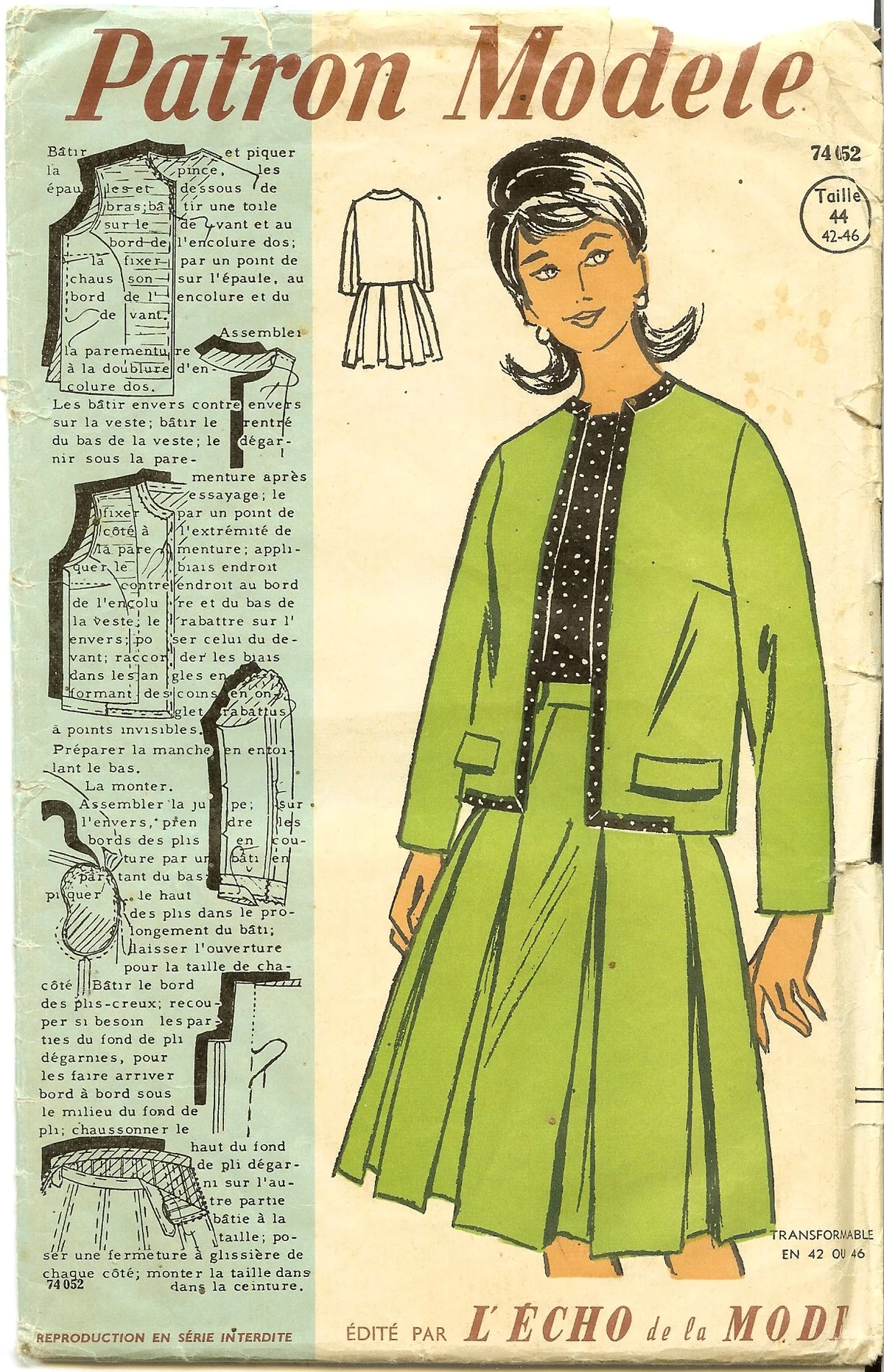 Patron-Modèle 74052 | Vintage Sewing Patterns | Fandom