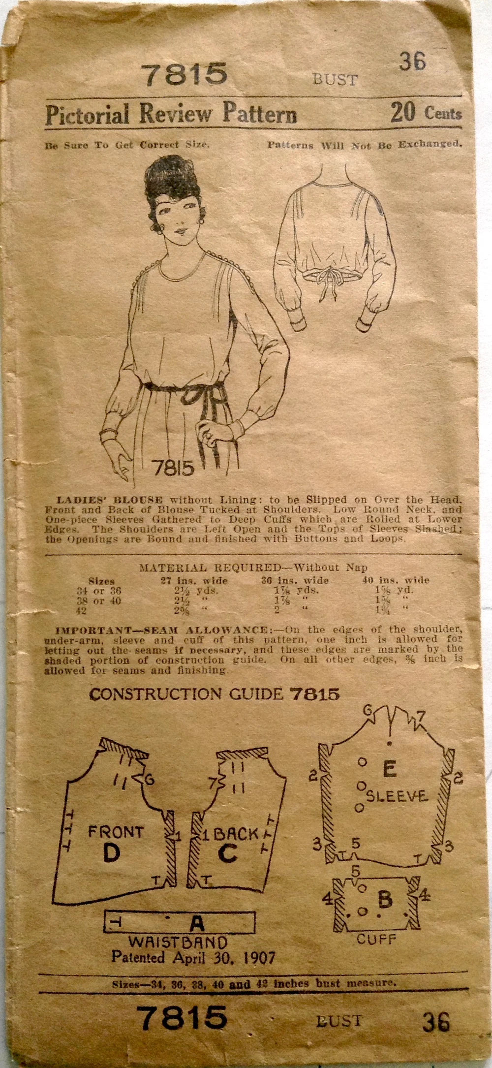 Pictorial Review 7815 | Vintage Sewing Patterns | Fandom