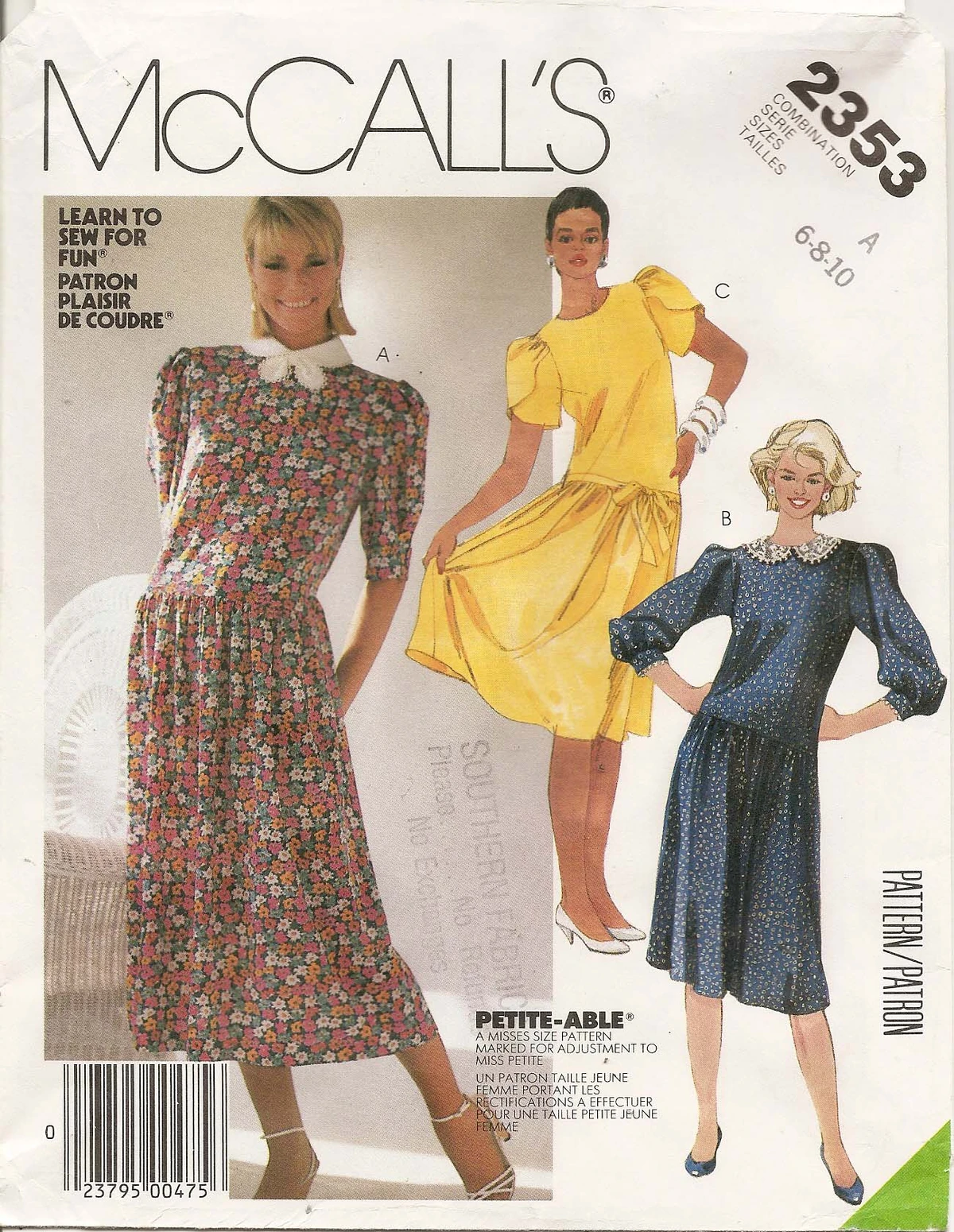 McCall's 2353 | Vintage Sewing Patterns | Fandom